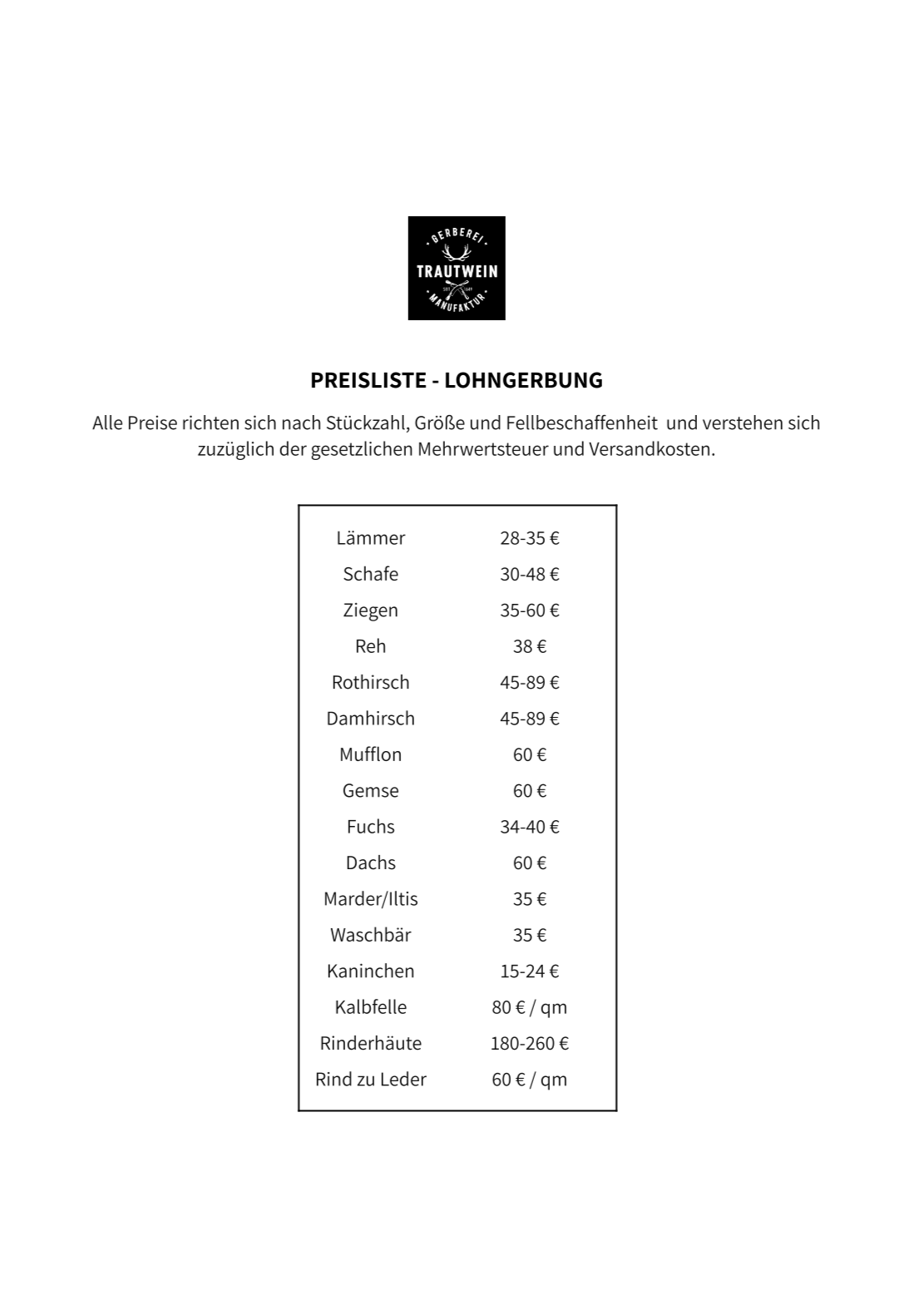 Felle gerben lassen – Gerberei TRAUTWEIN